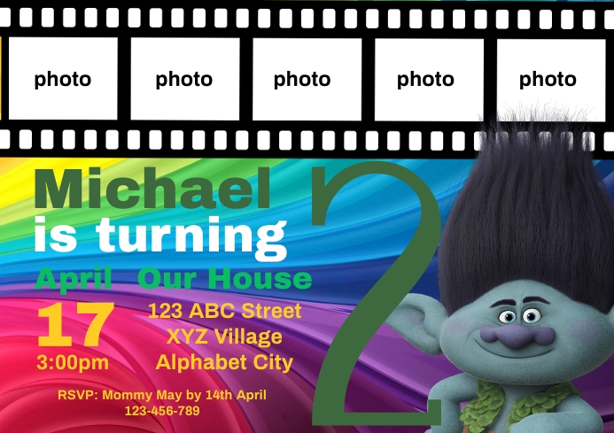 Copy of Trolls Birthday Invitation | PosterMyWall