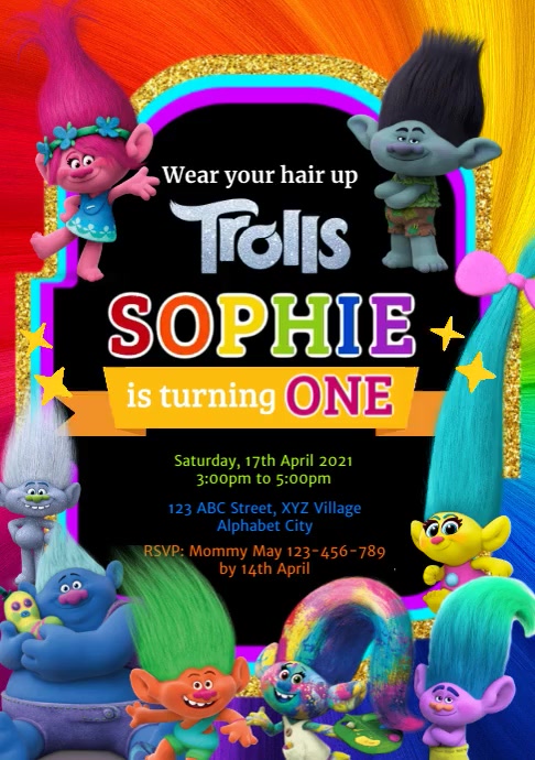 Trolls Birthday Invitation Template | PosterMyWall