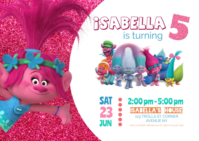 Trolls Birthday Invitation Template | PosterMyWall