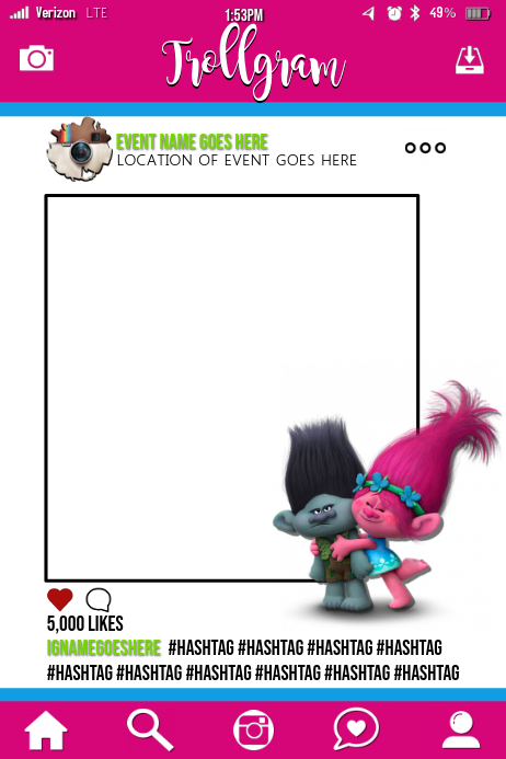 Copy of Trolls Party Prop Frame | PosterMyWall