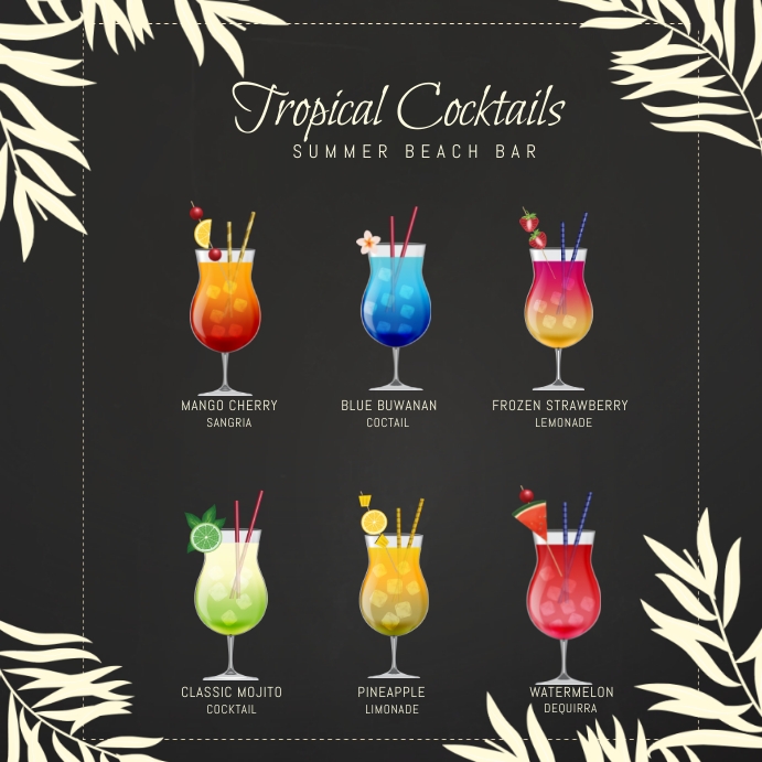 Copy of Tropical Cocktail Menu Flyer | PosterMyWall