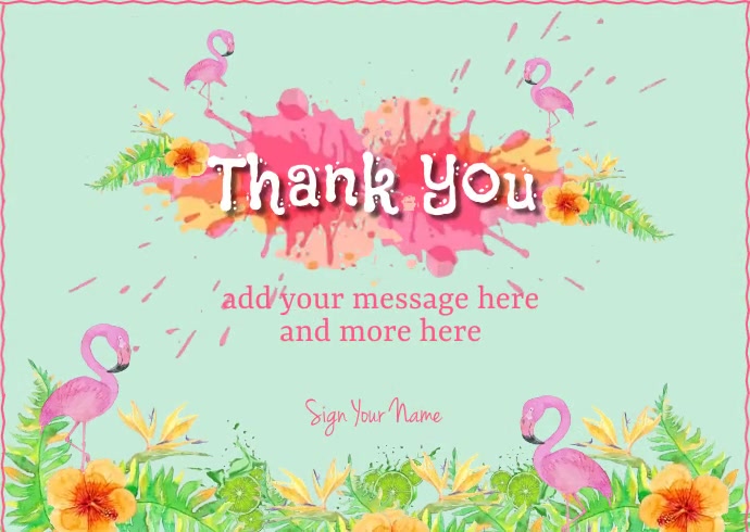 Tropical Flamingo Thank You Card Template | PosterMyWall