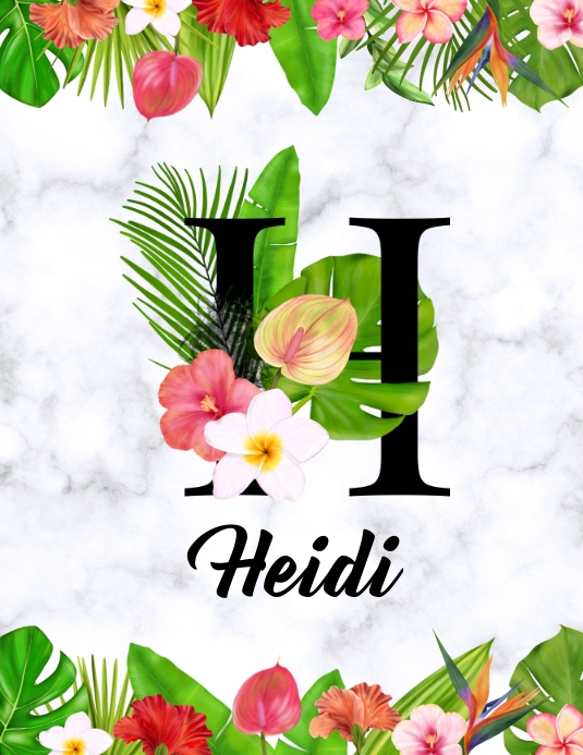 Copy of tropical flower monogram name h | PosterMyWall