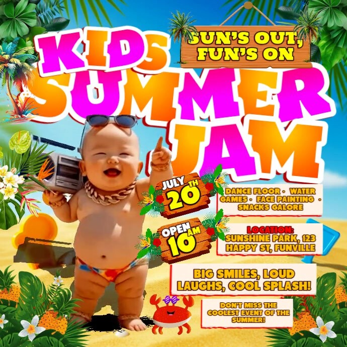 Plantilla de Tropical Kids Jam Fest | PosterMyWall