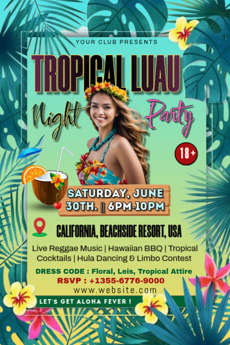 Plantilla de tropical luau beach party | PosterMyWall