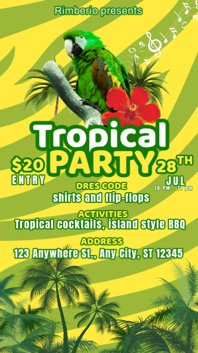 Copy of TROPICAL MUSIC PARTY INVITATION INSTAGRAM STORY | PosterMyWall