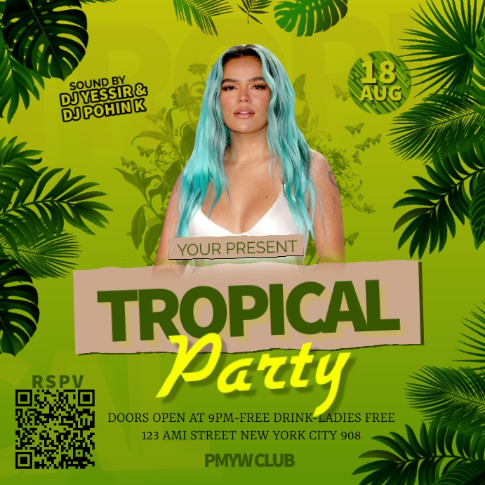 Tropical party flyer Template | PosterMyWall