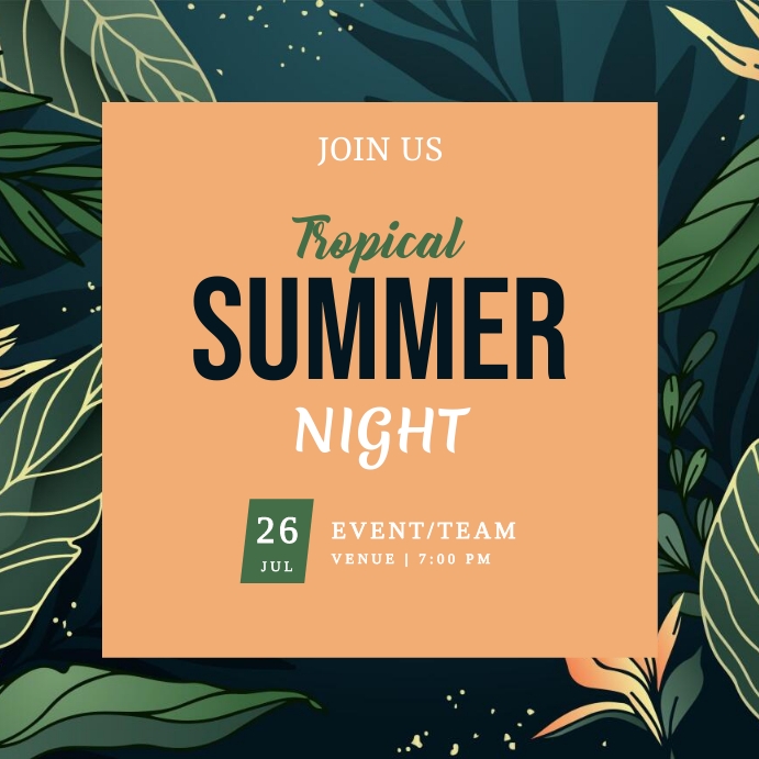 TROPICAL SUMMER NIGHT Template | PosterMyWall