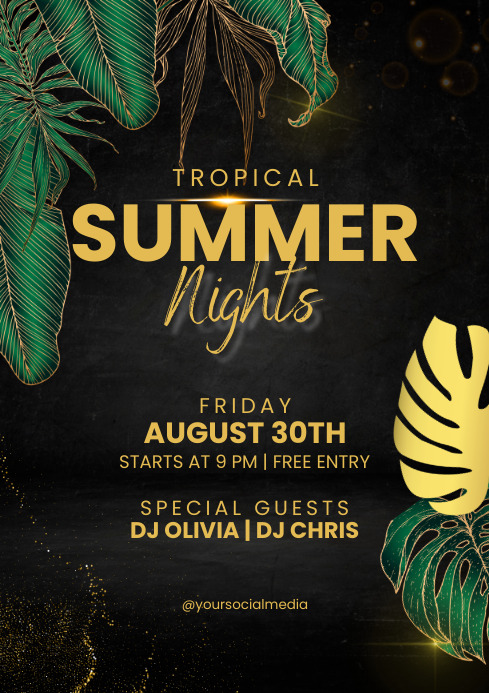 tropical summer nights template เทมเพลต | PosterMyWall