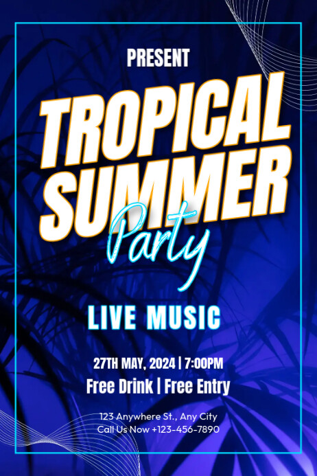 Tropical summer party Template | PosterMyWall