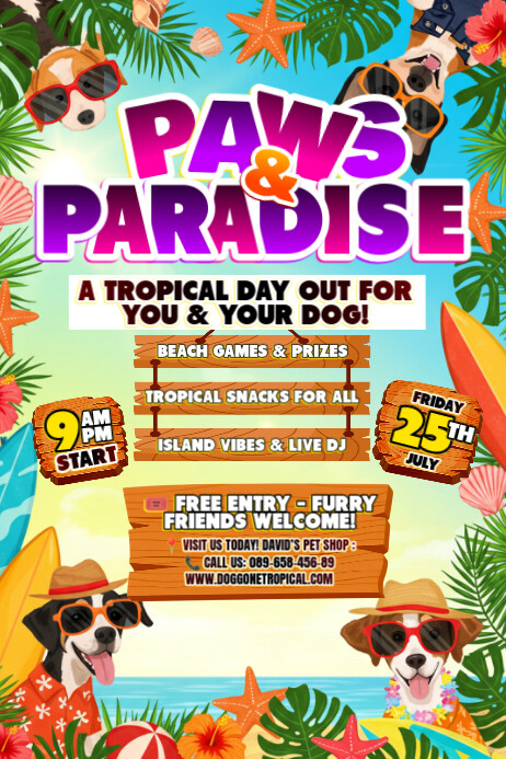 Copy of Tropical Tails: Paws in Paradise! | PosterMyWall