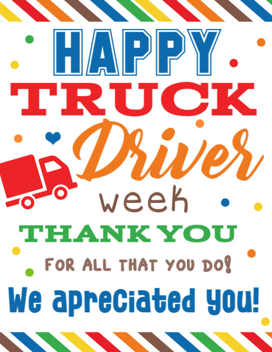 Truck Driver Appreciation Week Card Printable Template | PosterMyWall