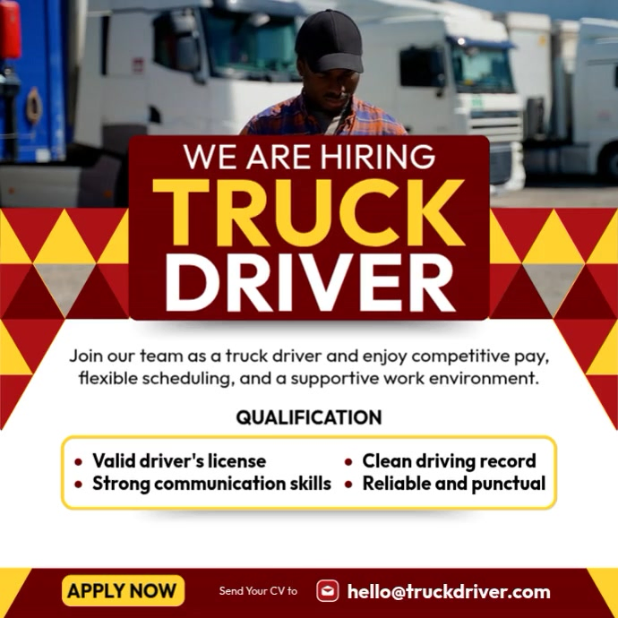 Truck Driver Hiring Template | PosterMyWall