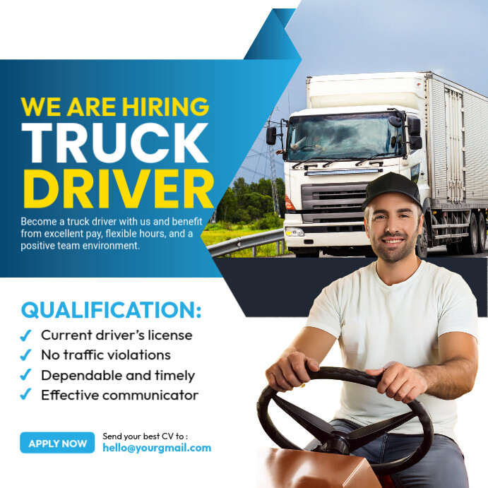 Truck Driver Hiring Instagram Post Template | PosterMyWall