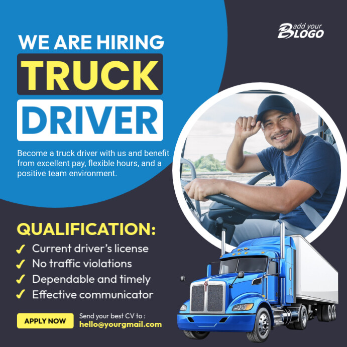 Copy of Truck Drivers Hiring Instagram Post | PosterMyWall