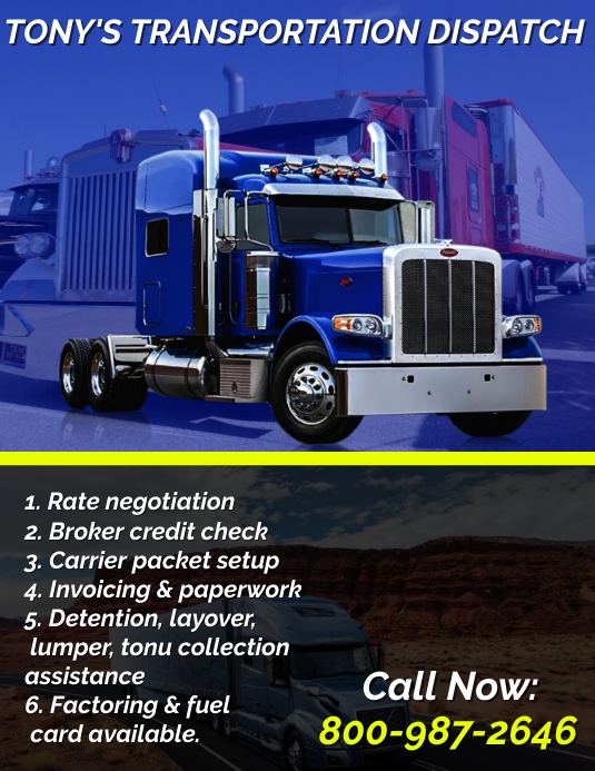 Trucking Dispatch Company Flyer Template | PosterMyWall