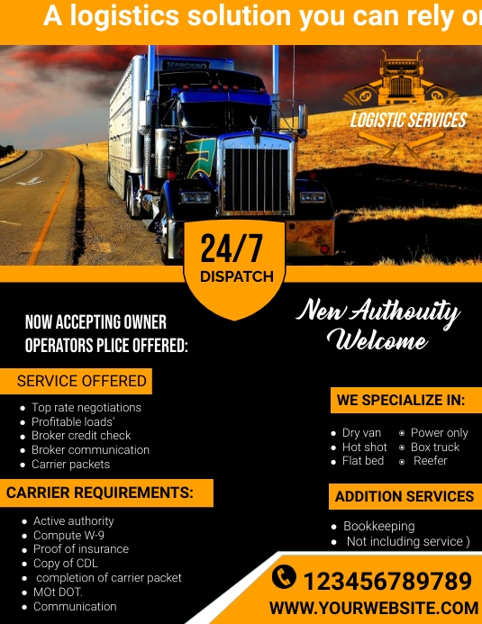 Copy of trucking dispatch services flyer | PosterMyWall