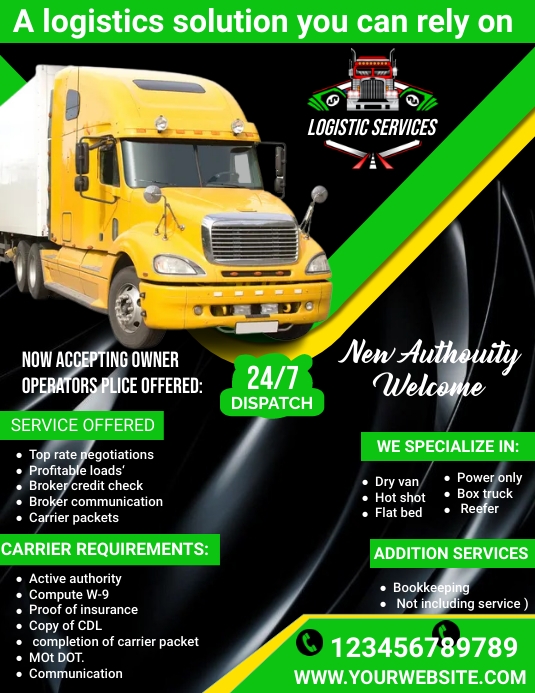 trucking Flyer , logistics Flyer, dispatch Fl Template | PosterMyWall