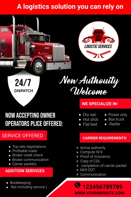 Copia de trucking Flyer , logistics Flyer, dispatch Fl | PosterMyWall