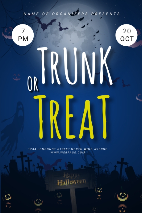 TRUNK OR TREAT HALLOWEEN FLYER (1) Template | PosterMyWall