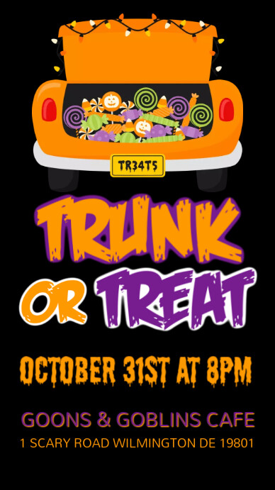 Trunk Or Treat Halloween Poster Template | PosterMyWall