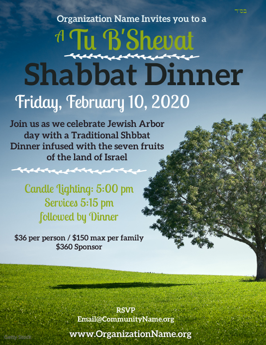 Tu B'Shevat Shabbat dinner Template | PosterMyWall