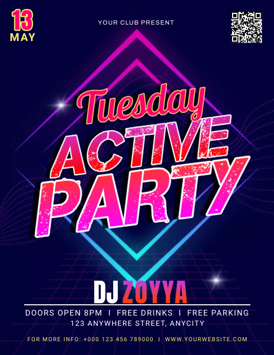 Tuesday Active Party Template | PosterMyWall