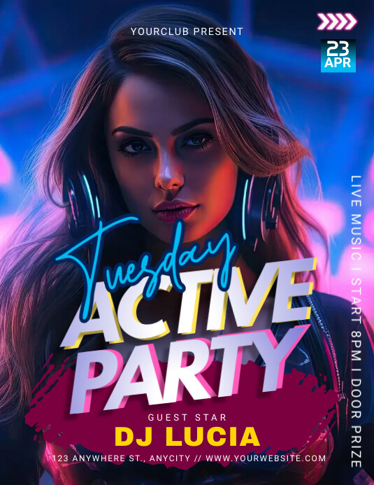 Tuesday Active Party Template | PosterMyWall
