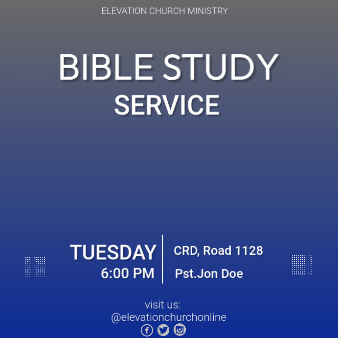 TUESDAY BIBLE STUDY SERVICE (1) Template | PosterMyWall