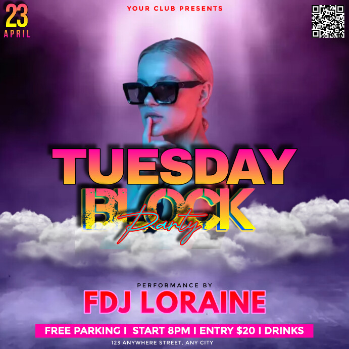 Plantilla de Tuesday Block Party | PosterMyWall
