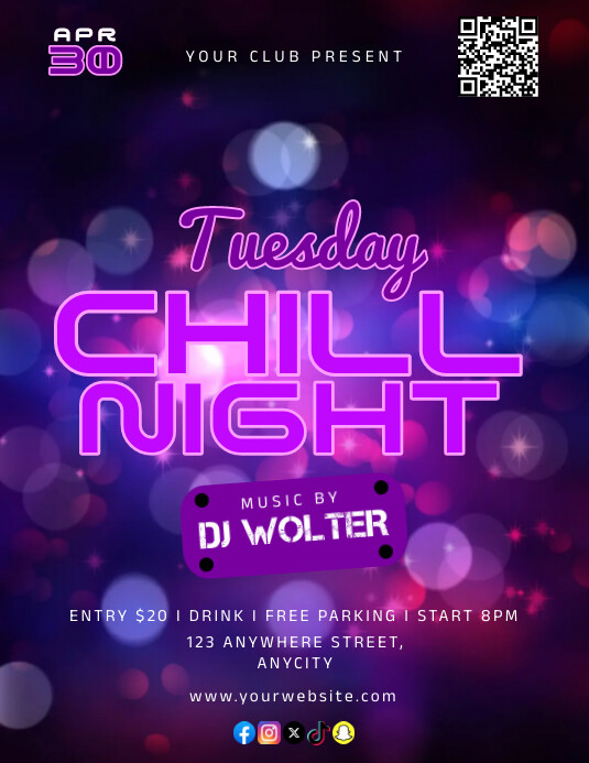 Plantilla de Tuesday Chill Night | PosterMyWall