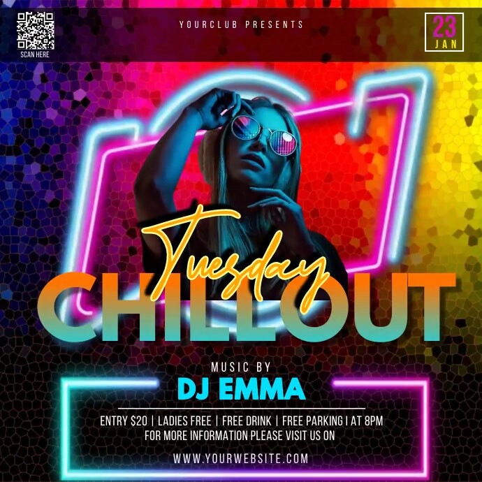 Tuesday Chillout Party Template | PosterMyWall