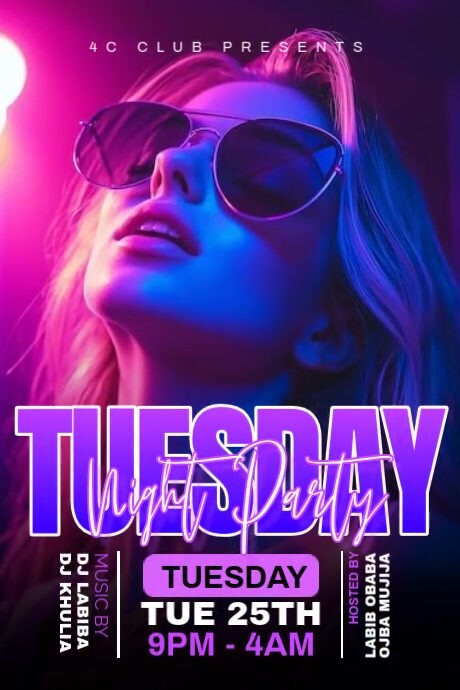 Tuesday Club Party Template | PosterMyWall