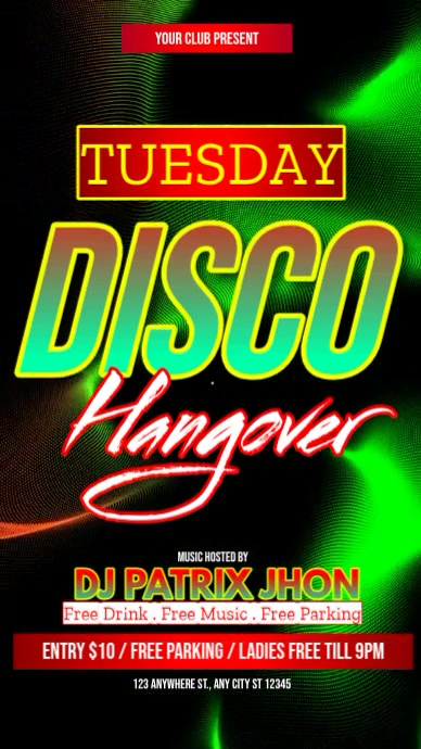 Tuesday disco hangover instagram reel Template | PosterMyWall
