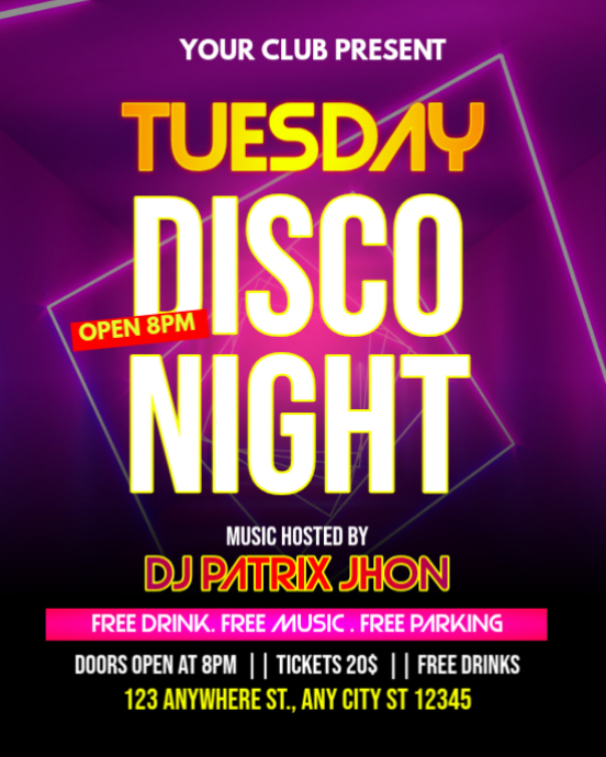 Plantilla de Tuesday disco night post | PosterMyWall
