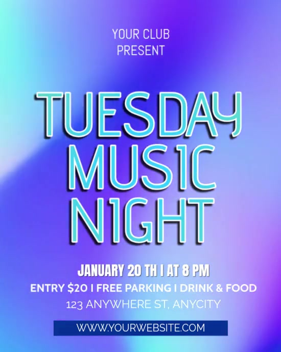 Plantilla de Tuesday music night | PosterMyWall