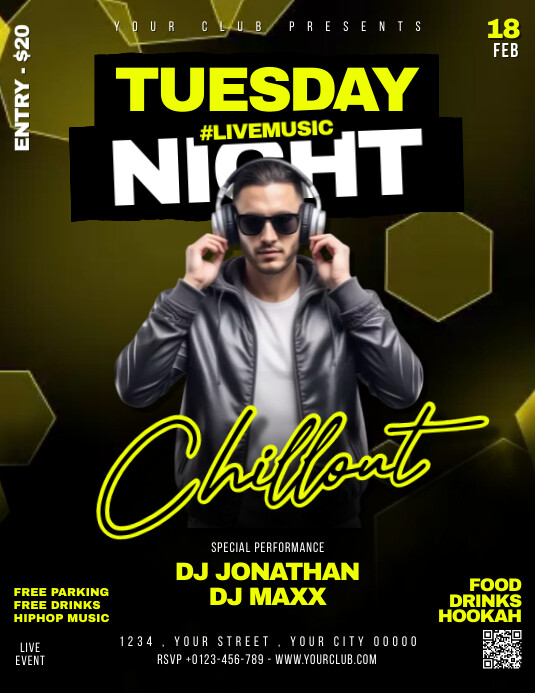 Tuesday Night Chillout Template | PosterMyWall