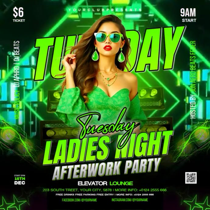 Tuesday Night Club Party Template | PosterMyWall
