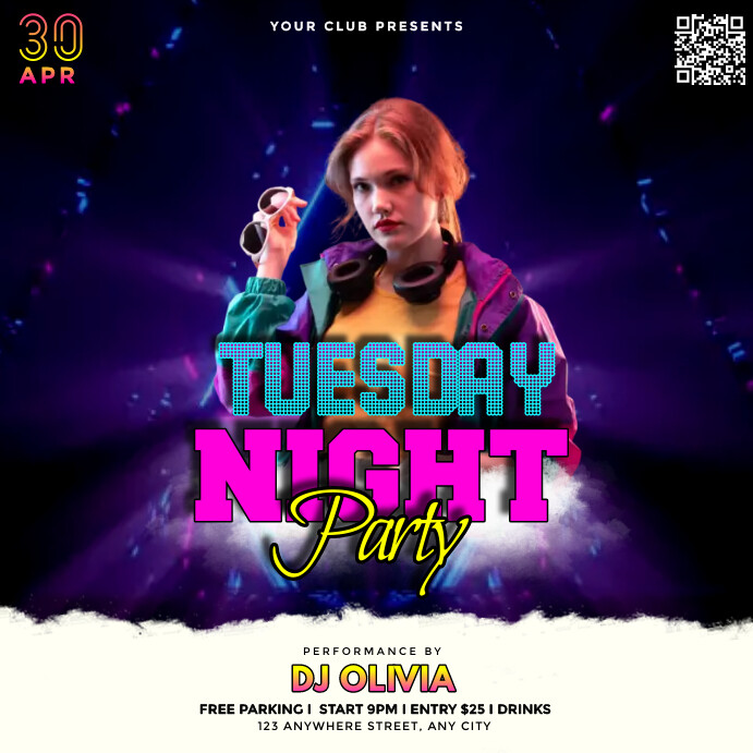 Plantilla de Tuesday Night Party | PosterMyWall