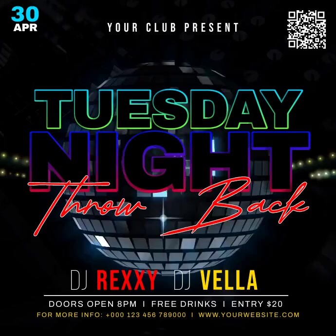 Plantilla de Tuesday Night Party | PosterMyWall