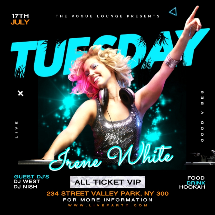 TUESDAY night party Template | PosterMyWall