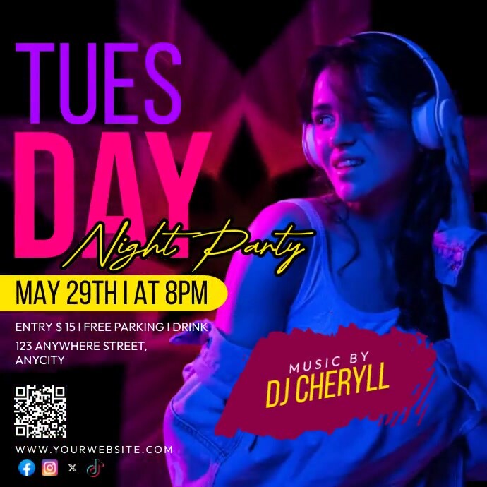 Plantilla de Tuesday Night Party | PosterMyWall