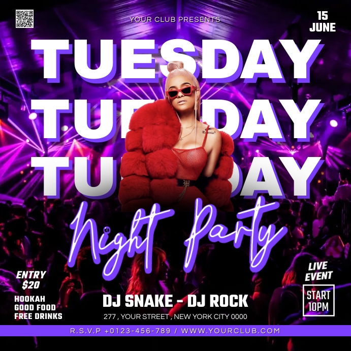 Tuesday Night Party Template | PosterMyWall