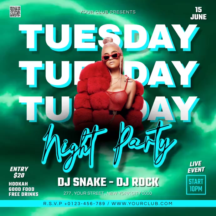 Tuesday Night Party Template | PosterMyWall