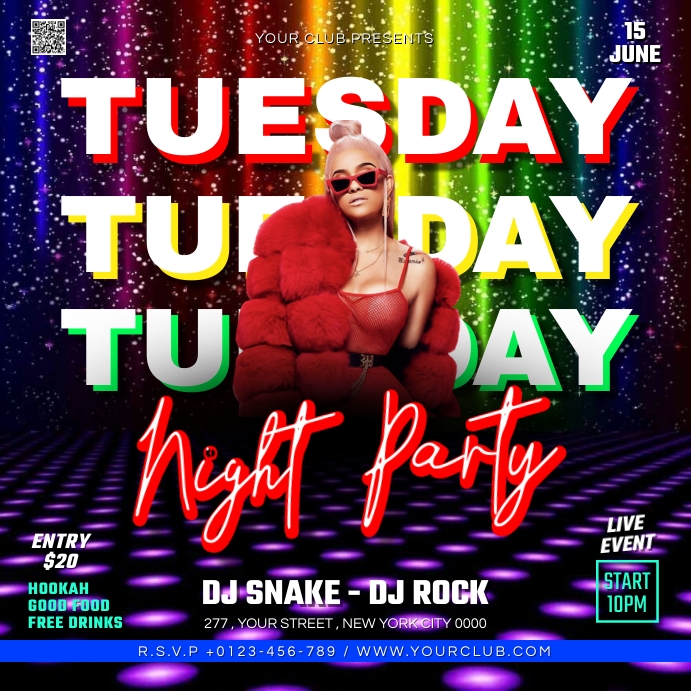 Tuesday Night Party Template | PosterMyWall