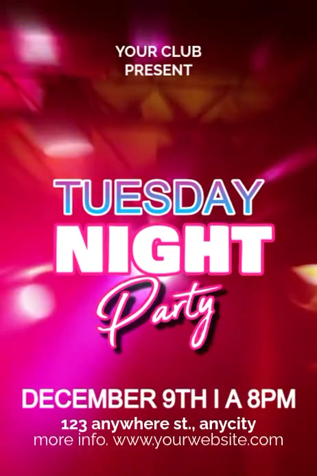 Tuesday Night Party Poster Template | PosterMyWall