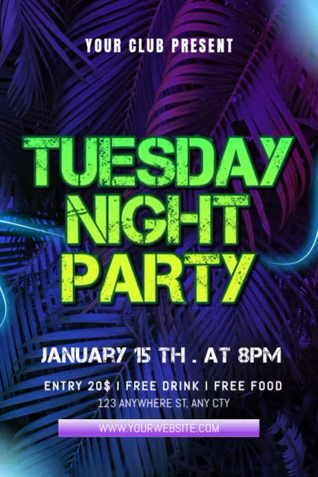 Tuesday Night Party Poster Template | PosterMyWall