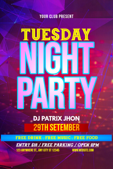 Copy of Tuesday night party poster | PosterMyWall