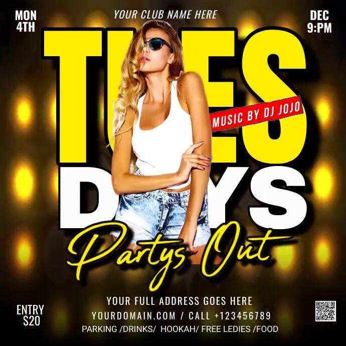 TUESDAY PARTY OUT Template | PosterMyWall