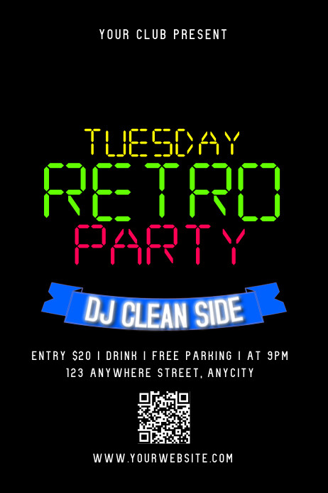 Tuesday Retro Night Party Template | PosterMyWall